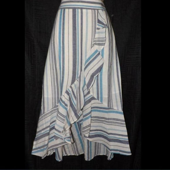 Chances R | Skirts | New Sz Medium Casual Or Dress Cotton Blend Blue ...